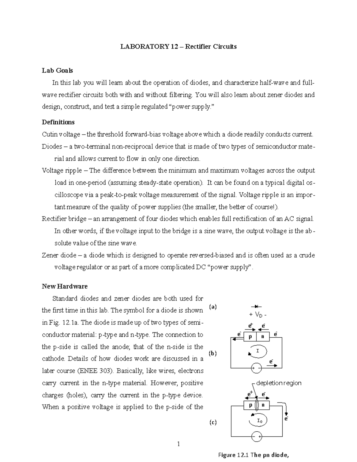 Lab 12 Diode Circuits 2020 - LABORATORY 12 – Rectifier Circuits Lab ...