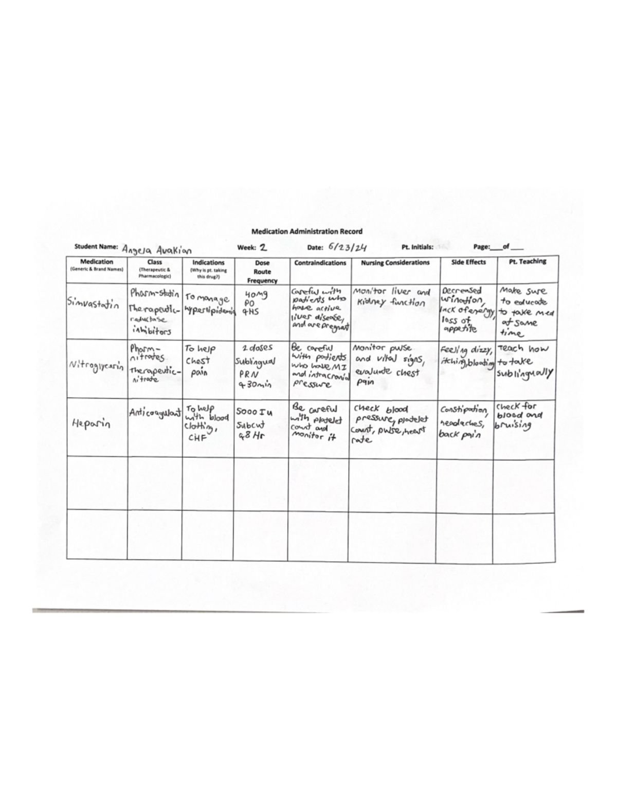 MAR form 2 - medication list for clinical - Medication Administration ...