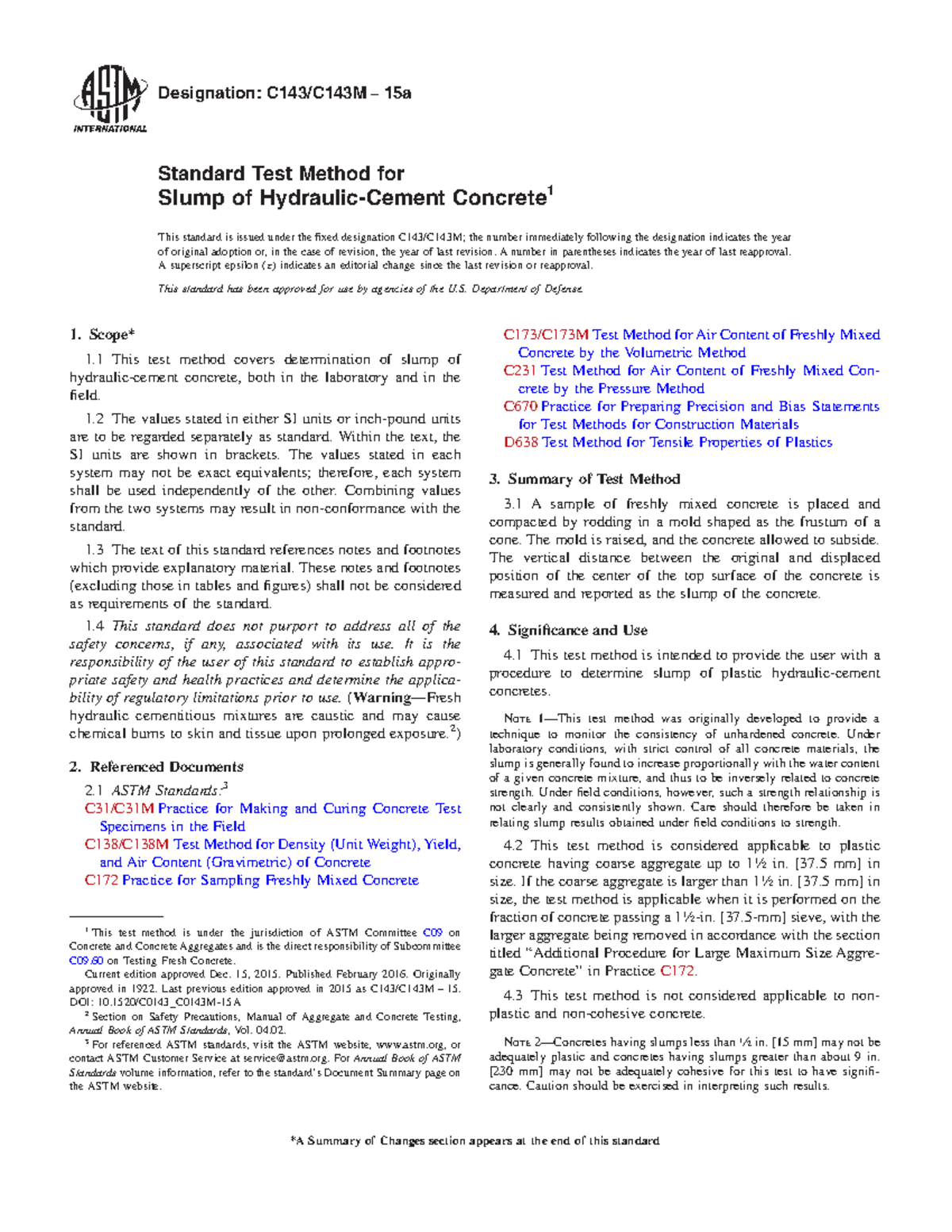 C143-Slump Cone - Introduction - Designation: C143/C143M − 15a Standard ...