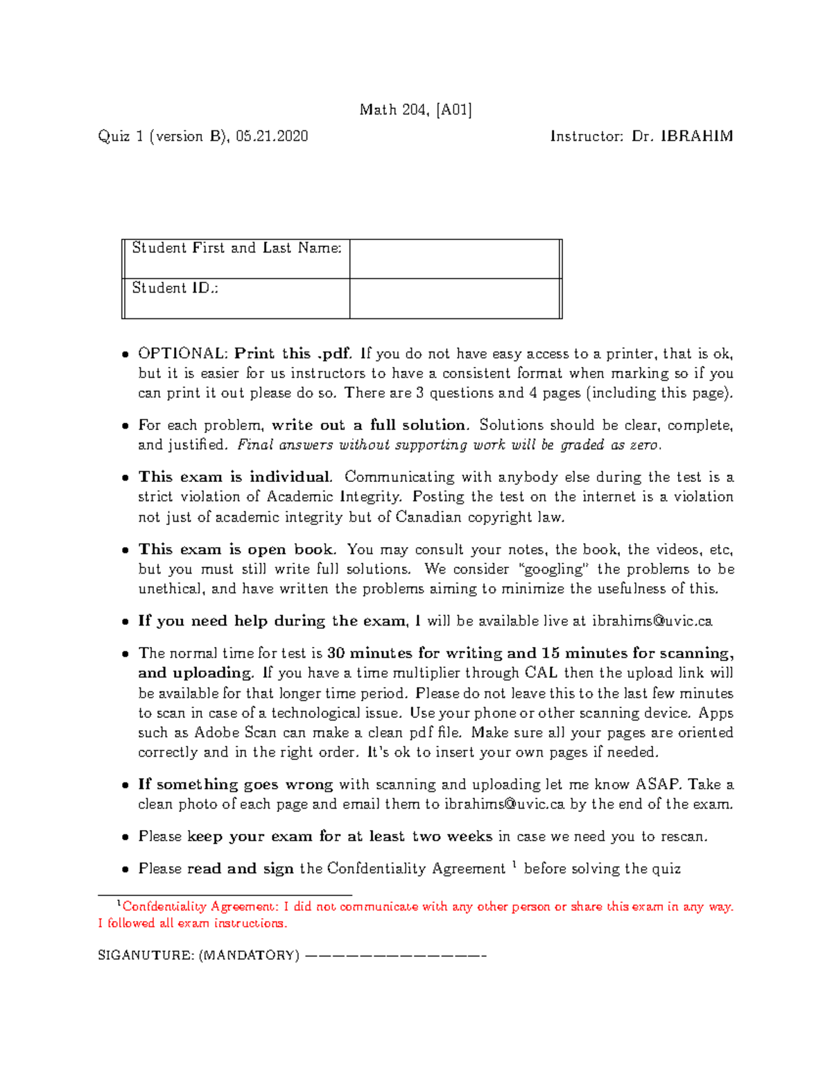 Math204 Summer2020 Quiz1B - Math 204, [A01] Quiz 1 (version B), 05.21 ...