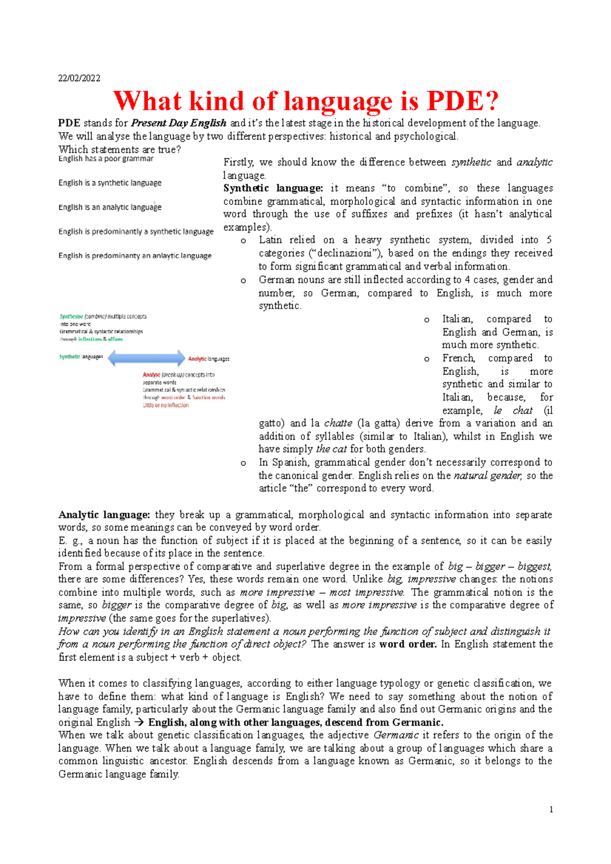 Linguistica Inglese Secondo Semestre - 22/02/ What kind of language is ...