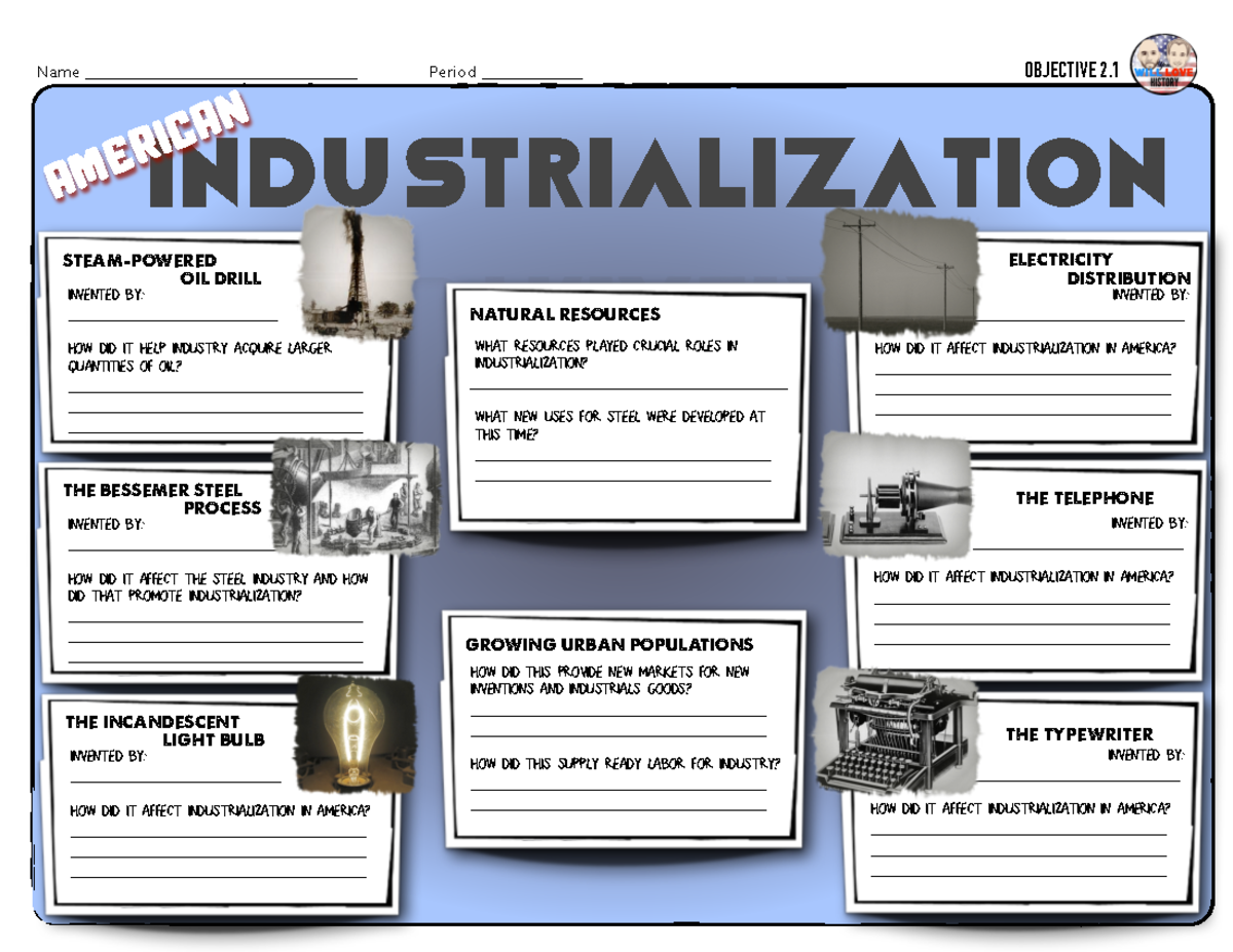 2.1 - American Industrialization - INDUSTRIALIZATION INVENTED BY