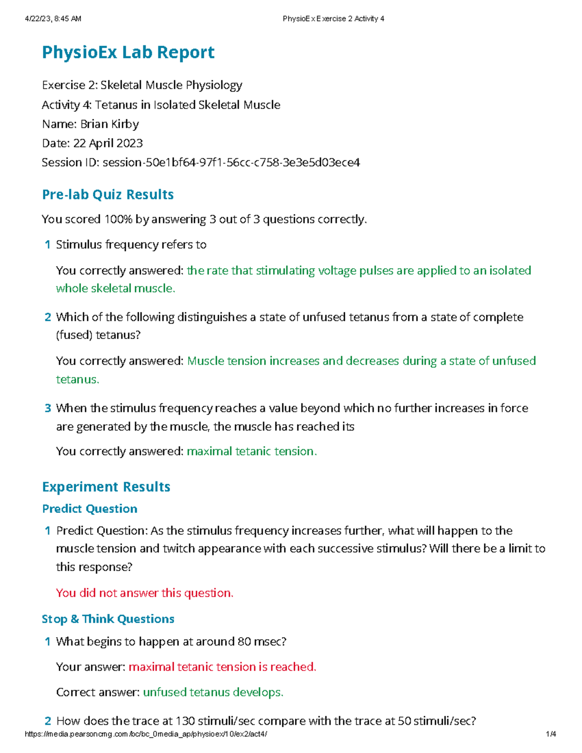 Physio Ex Exercise 2 Activity 4 - PhysioEx Lab Report Exercise 2 ...