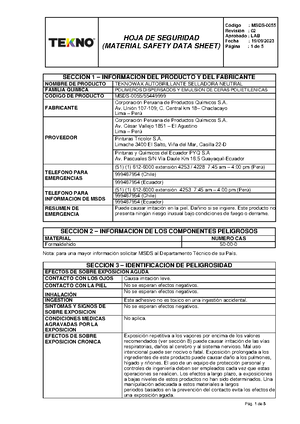 MSDS CERA EN Pasta ROJO - Hojas de seguridad - HOJA DE SEGURIDAD ...