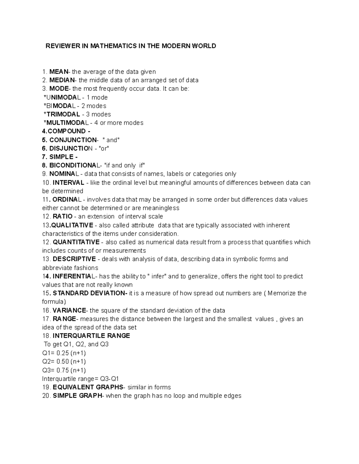 MMW- Reviewer - helpful - REVIEWER IN MATHEMATICS IN THE MODERN WORLD ...