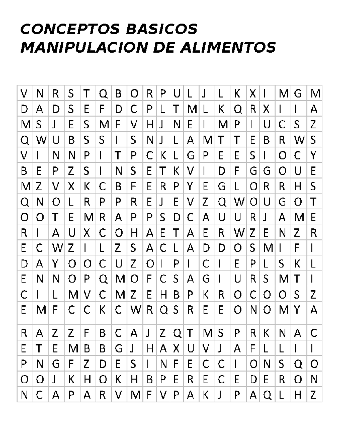 SOPA DE Letras - apuntes - CONCEPTOS BASICOS MANIPULACION DE ALIMENTOS ...