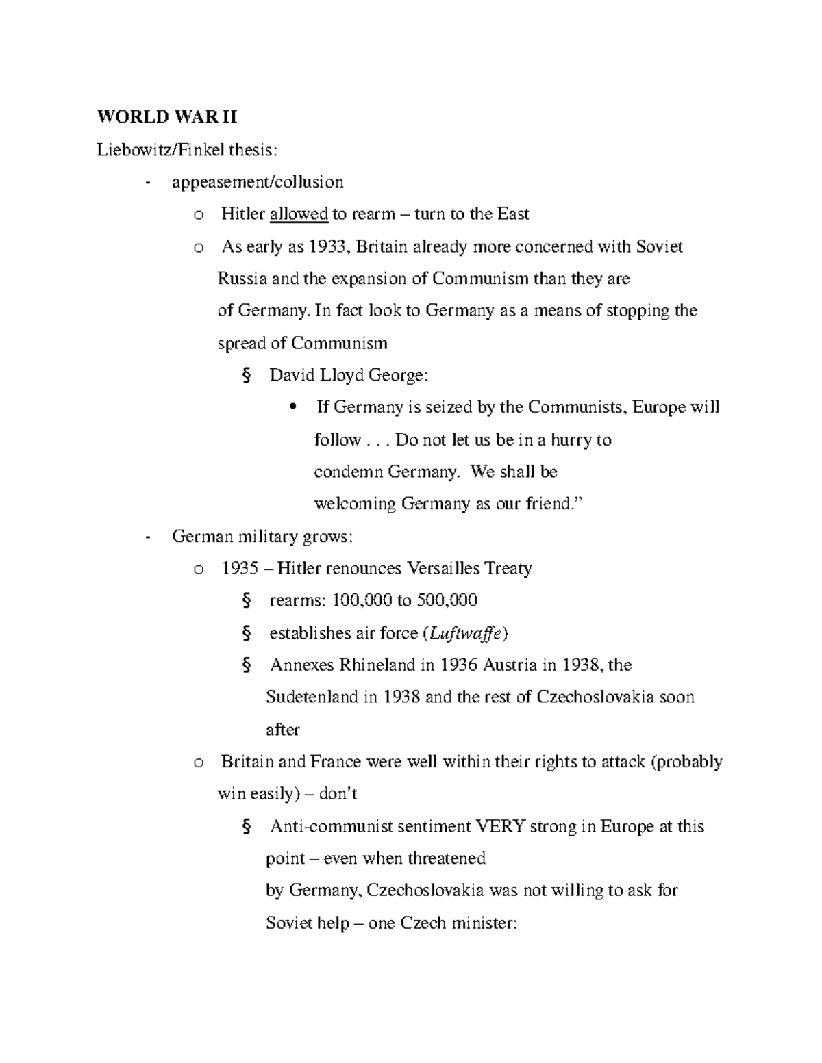 WWII Lecture - Dr. G - WORLD WAR II Liebowitz/Finkel thesis ...