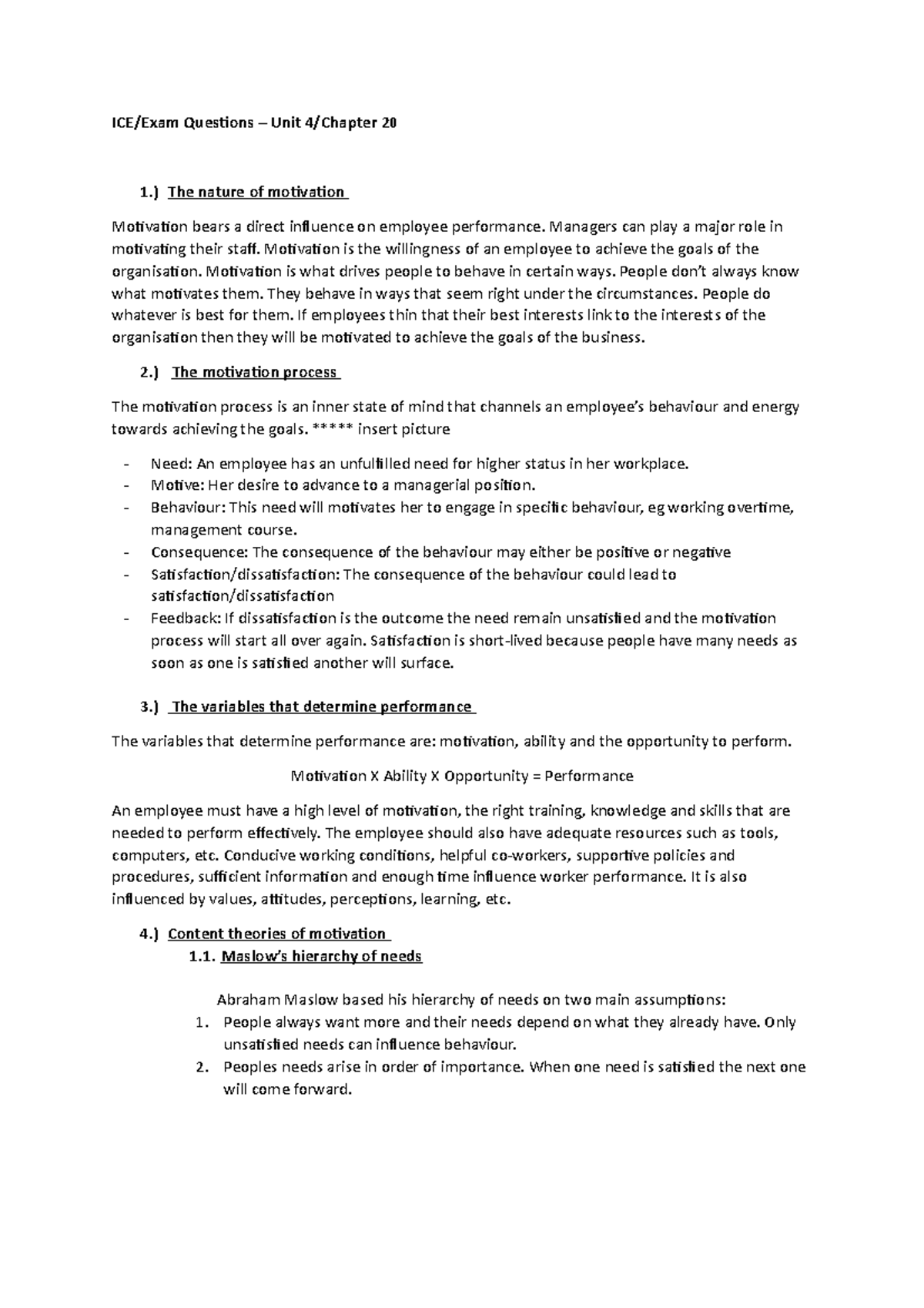LU 4 - learning unit 4 - ICE/Exam Questions – Unit 4/Chapter 20 1.) The ...