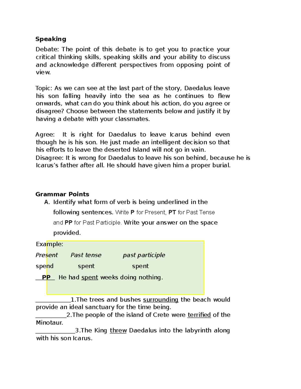 Activities-in-language-module for the students who study - Speaking ...