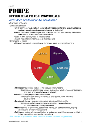 Pdhpe - Prelim Notes Chapter Summaries - C O R E O N E : B E T T E R H ...