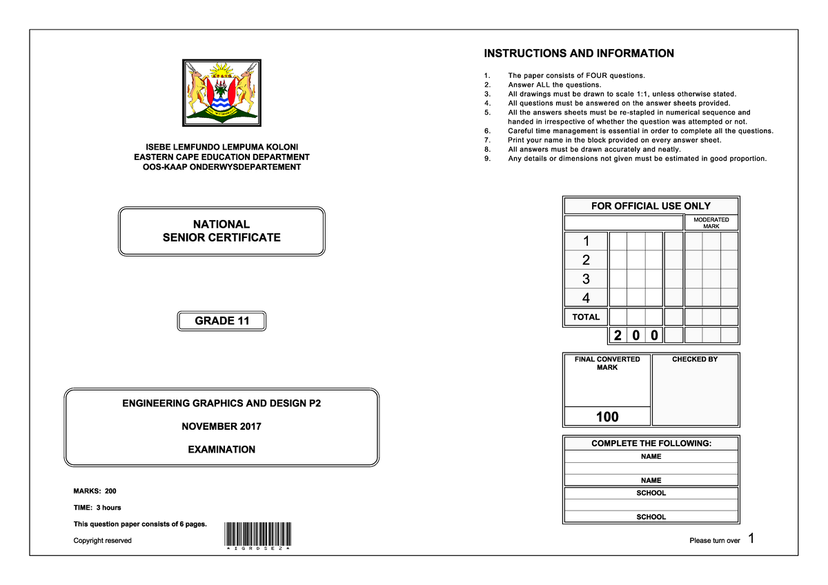 EGD Gr11 P2 2017 Eng-2 - CLAP011 - IGRDSE2 - Studocu