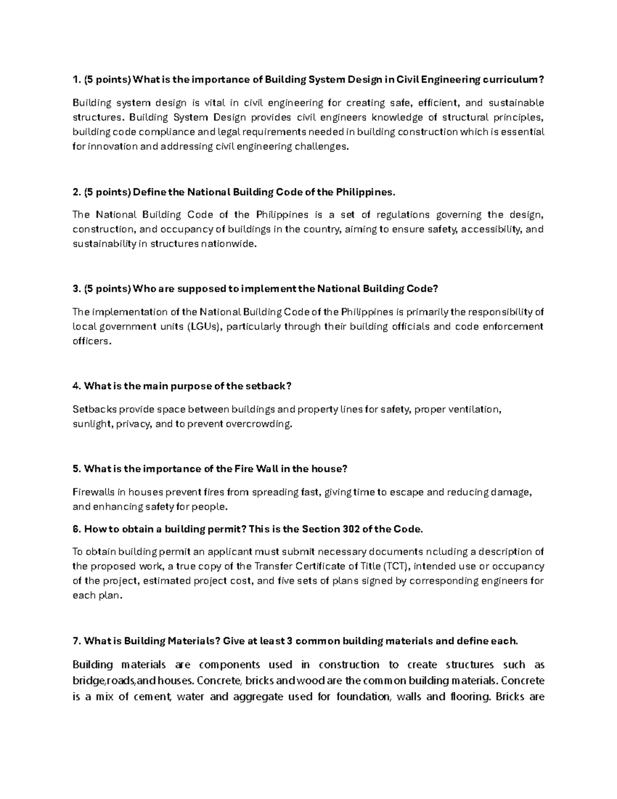 Essay part midterm - n/a - (5 points) What is the importance of ...