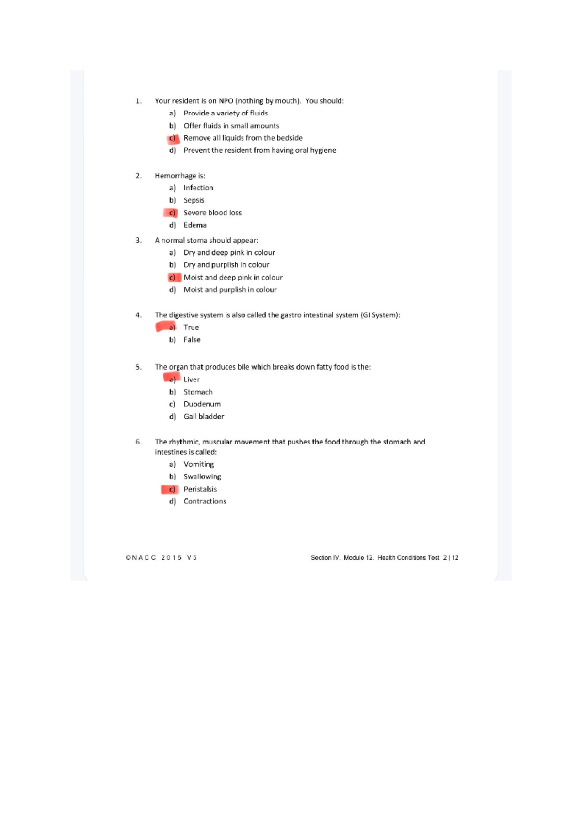 Module 12 Health Conditions Test - PSW1 - Studocu