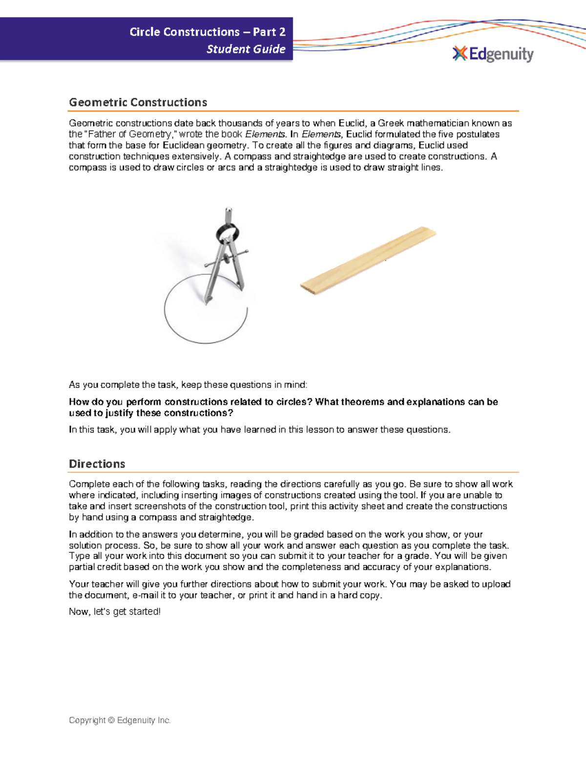 Circle Constructions - Student Guide - Part 2 - Circle Constructions ...