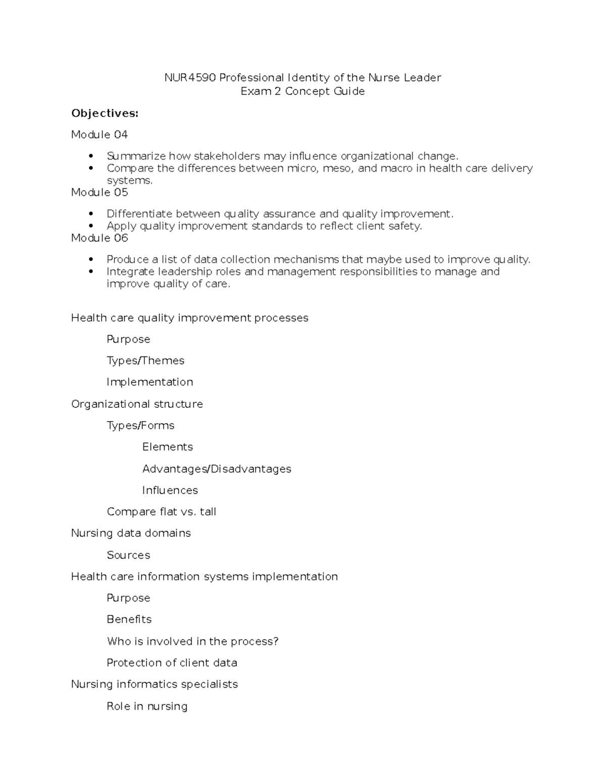 Leadership Exam 2 Study Guide - NUR4590 Professional Identity of the ...