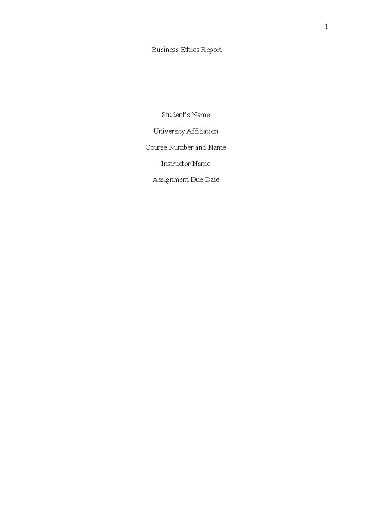 Business ethics report for Coca Cola - Business Ethics Report Student’s ...