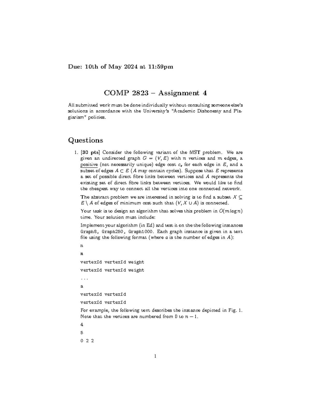 Assignment 4 - COMP2823 - Due: 10th of May 2024 at 11:59pm COMP 2823 ...