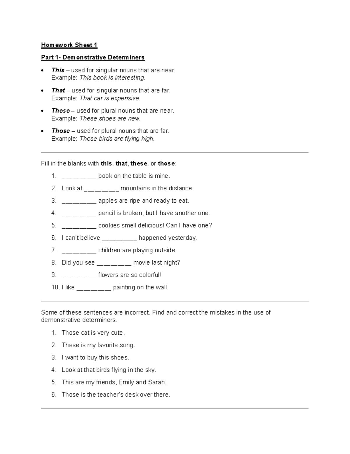 Homework Sheet 1 - asas - Homework Sheet 1 Part 1- Demonstrative ...
