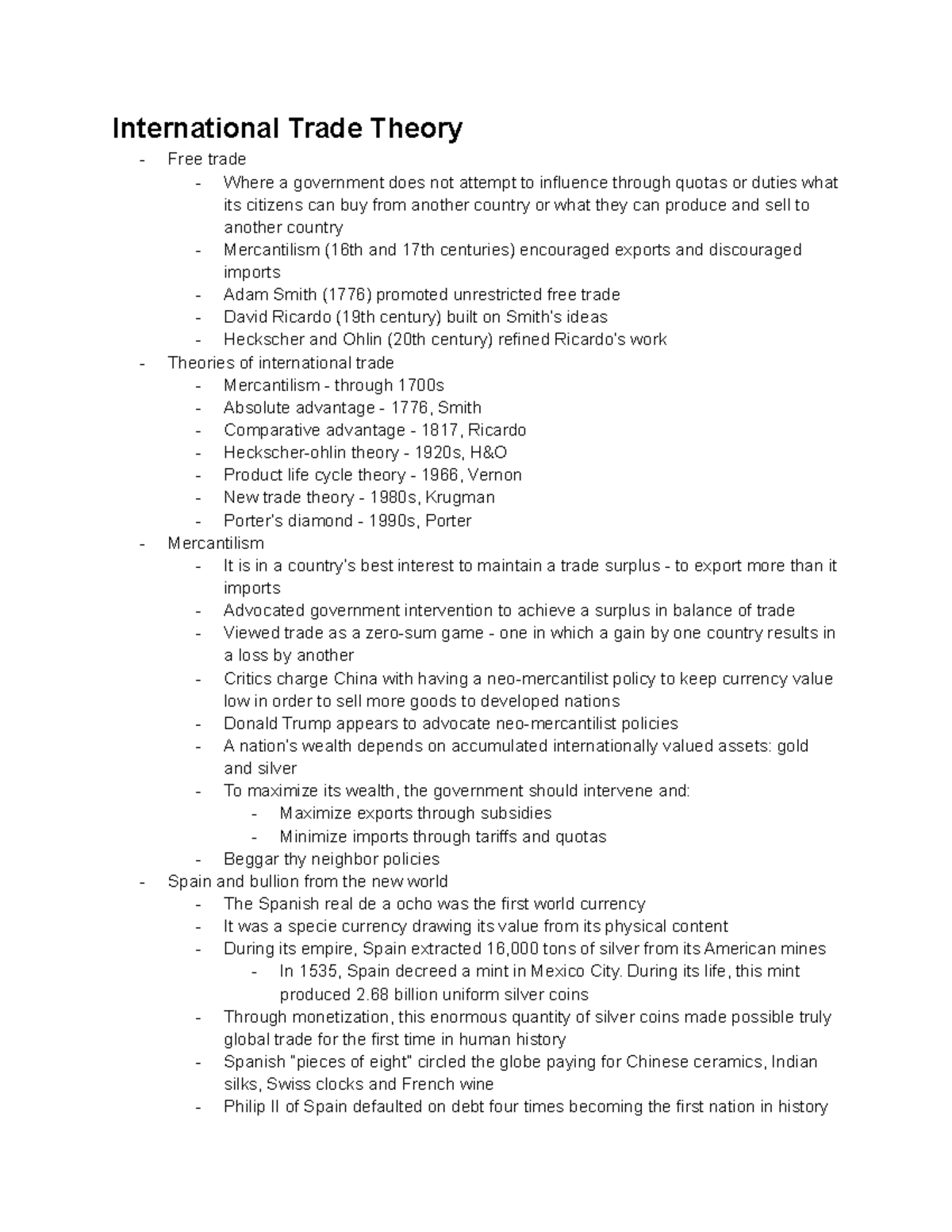 International Trade Theory - International Trade Theory Free trade ...
