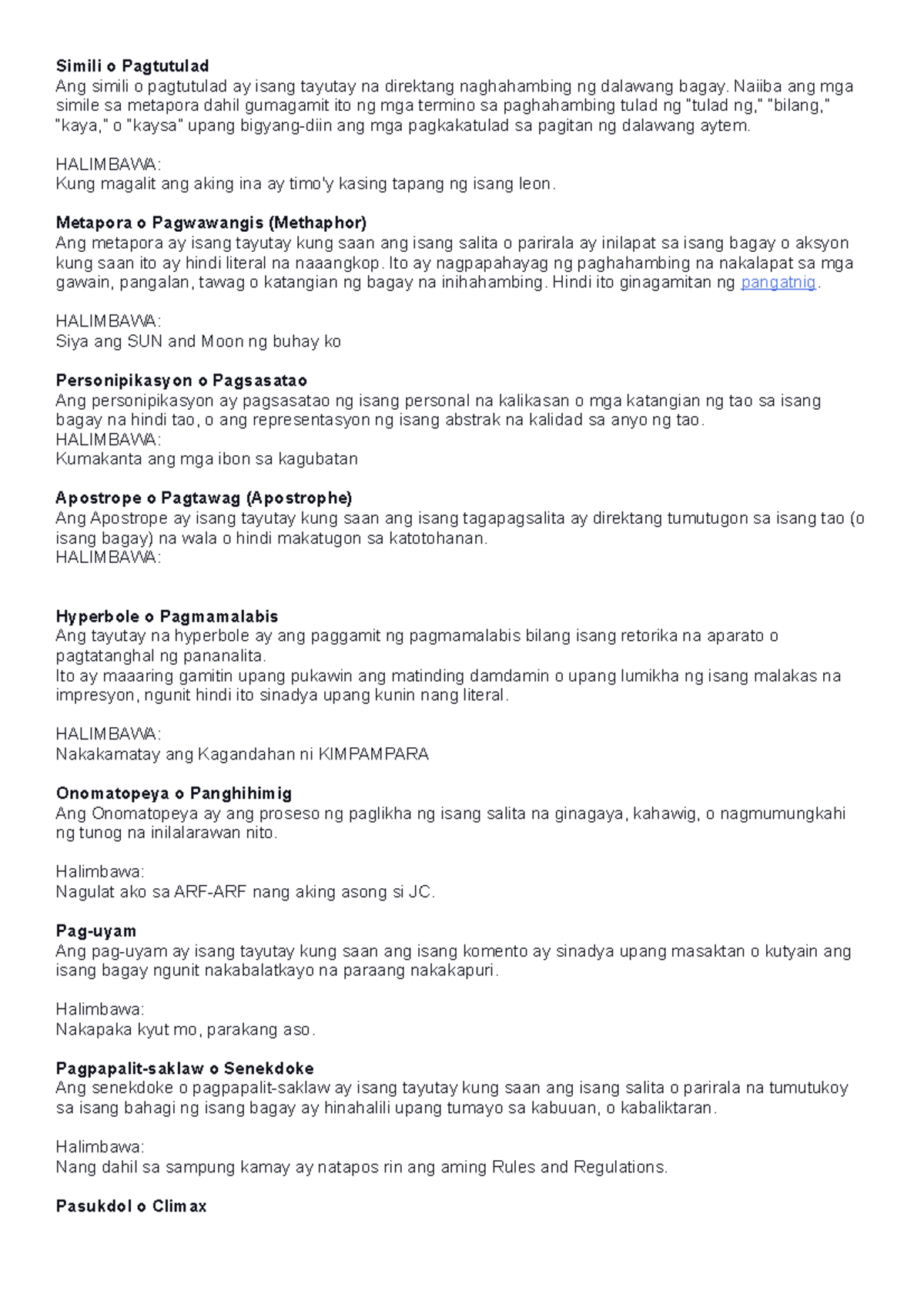 Malikhain-ASS - hehe - Simili o Pagtutulad Ang simili o pagtutulad ay ...