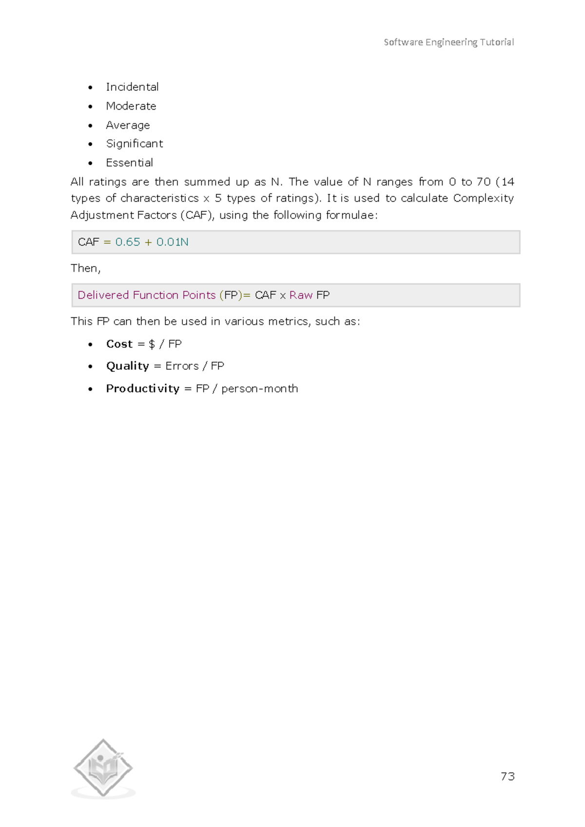 Software engineering tutorial-81-107 - Incidental Moderate Average Significant Essential - Studocu