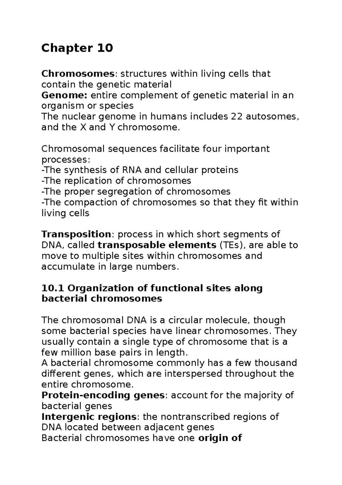 Chapter 10 Genetics - Chapter 10 Chromosomes: structures within living ...