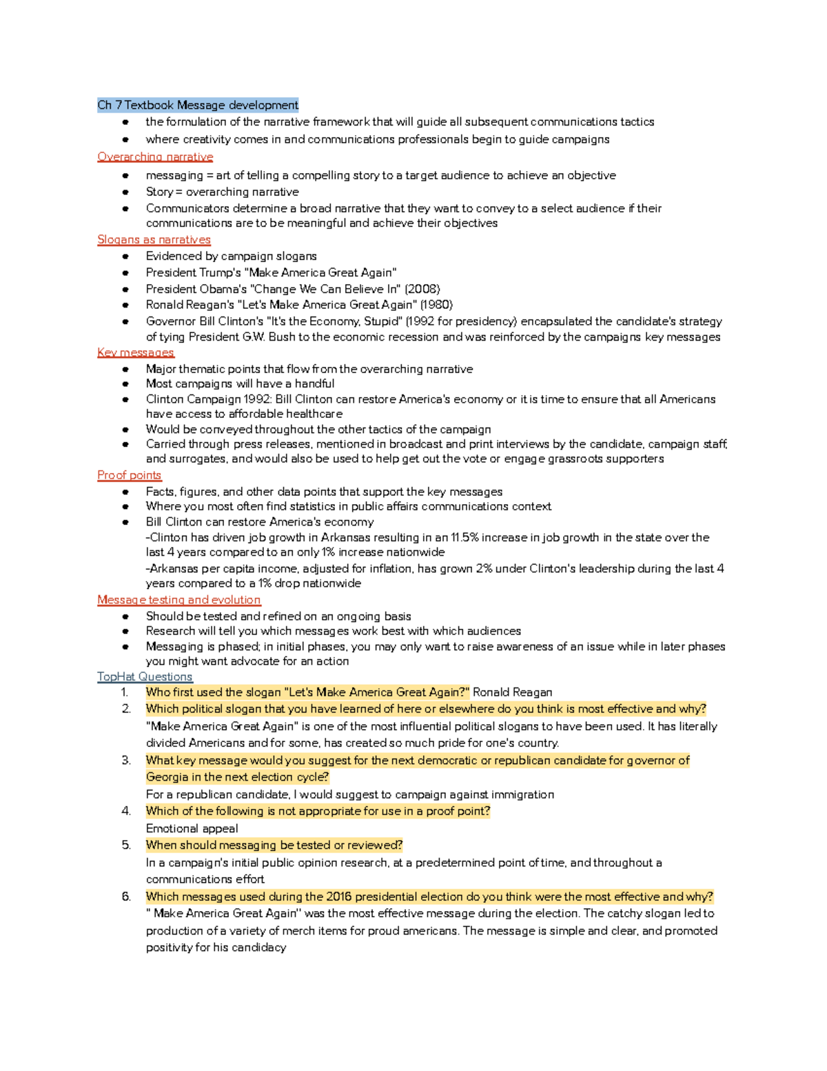 Exam 2 Notes - Ch 7 Textbook Message development the formulation of the ...
