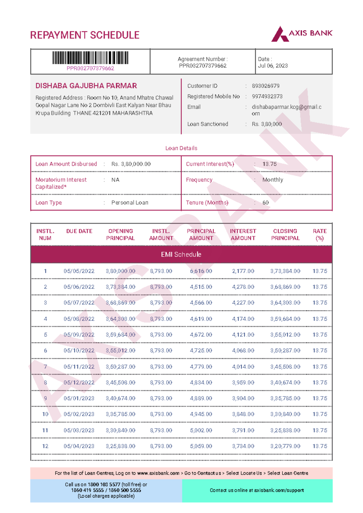 Axismb 06-07-2023 09:39:25 - PPR Agreement Number : PPR Date : Jul 06 ...