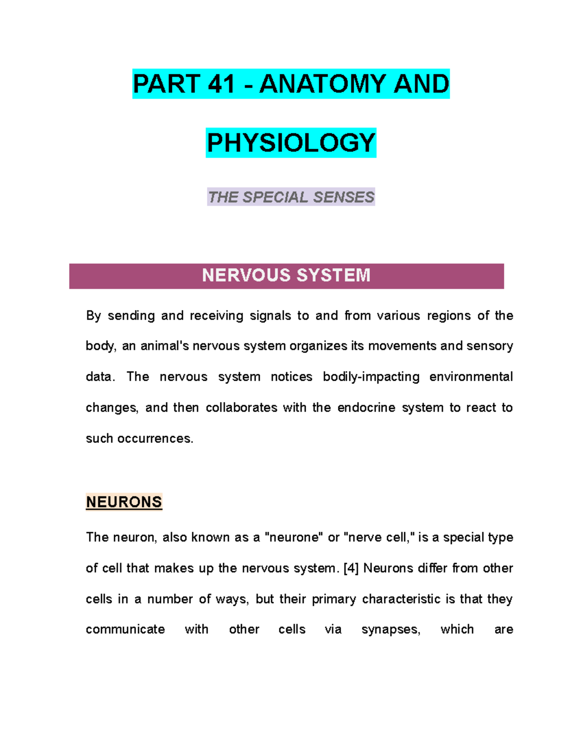 PART 41 - Anatomy AND Physiology - PART 41 - ANATOMY AND PHYSIOLOGY THE ...