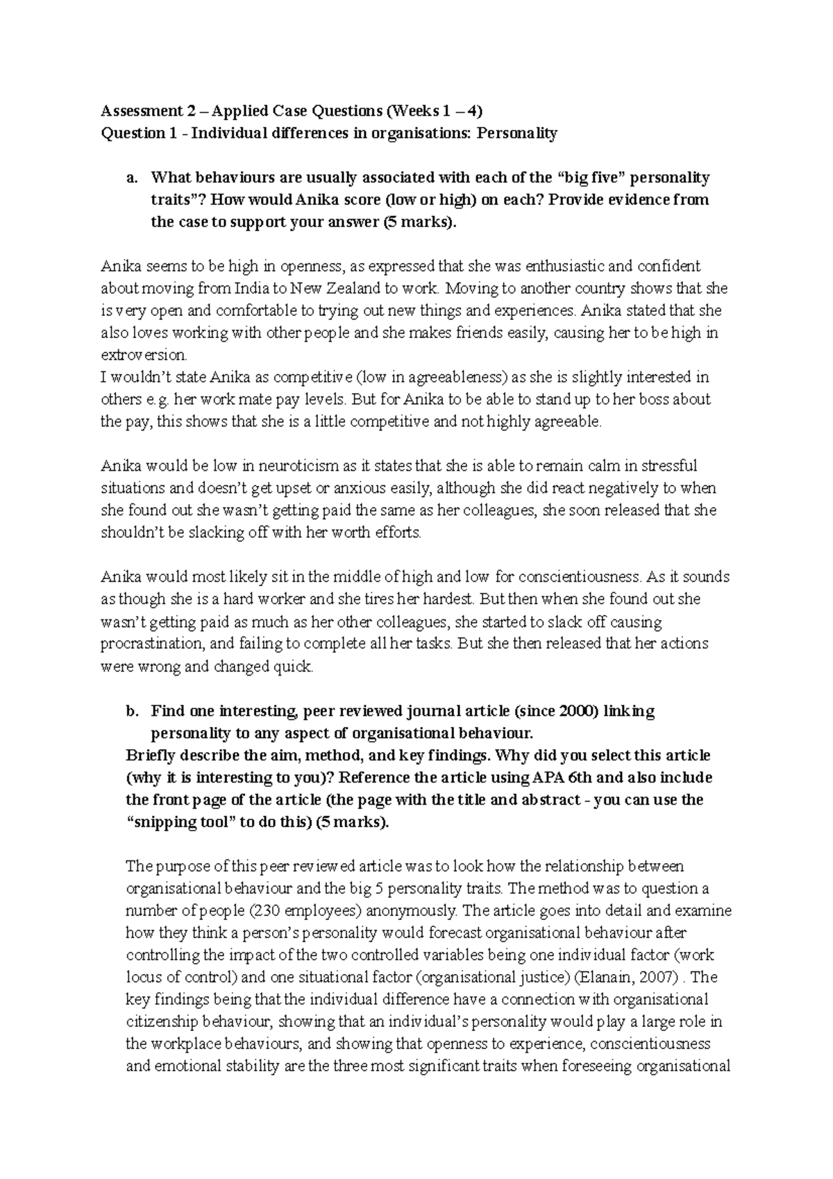 BUS505 Assessment 2 - Assignment 2 - Assessment 2 – Applied Case ...