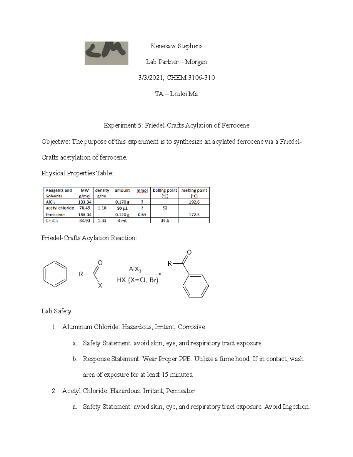 Lab Report 5 OCHEM LAB 2021-Spring - Kenesaw Stephens Lab Partner ...