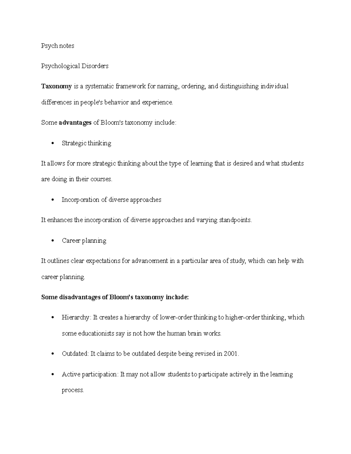 Psych notes for mood disorders - Psych notes Psychological Disorders ...