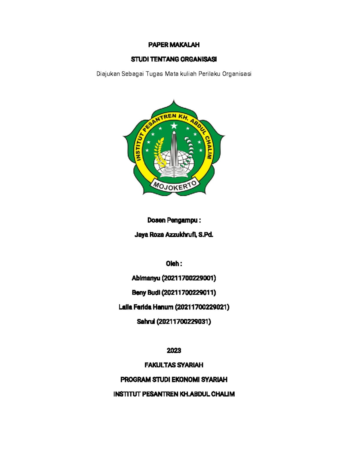 Paper Makalah-WPS Office - PAPER MAKALAH STUDI TENTANG ORGANISASI ...