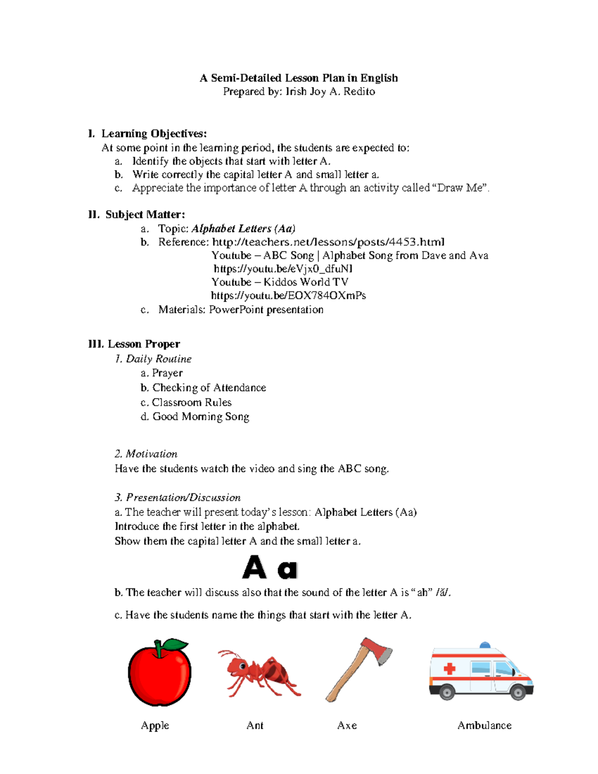 Learning Plan in English - A Semi-Detailed Lesson Plan in English ...