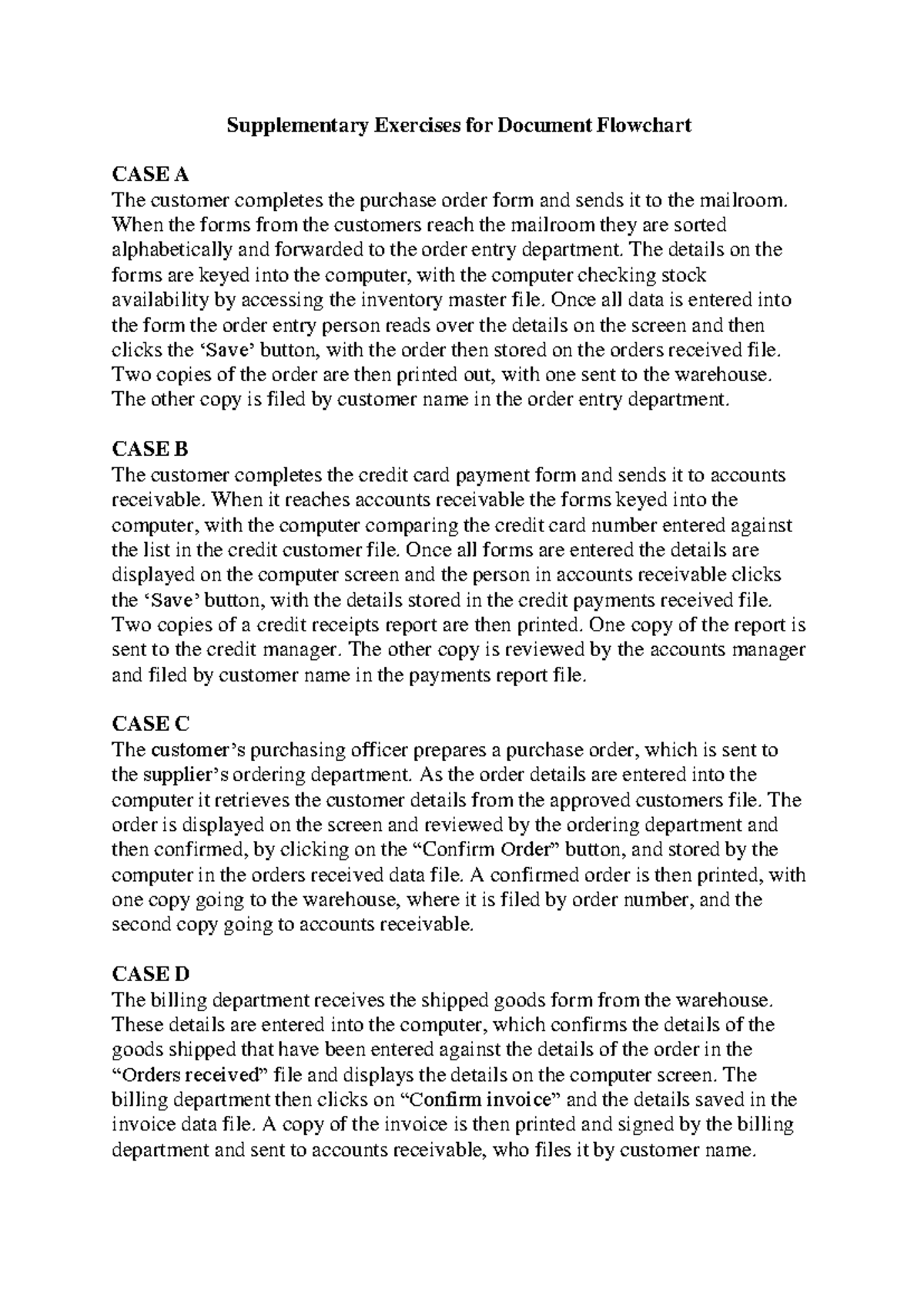 Flow chart 1 - NOTES - Supplementary Exercises for Document Flowchart ...