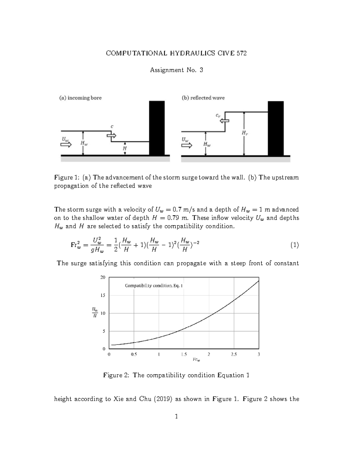 A3 - COMPUTATIONAL HYDRAULICS CIVE 572 Assignment No. 3 Figure 1: (a) The advancement of the ...