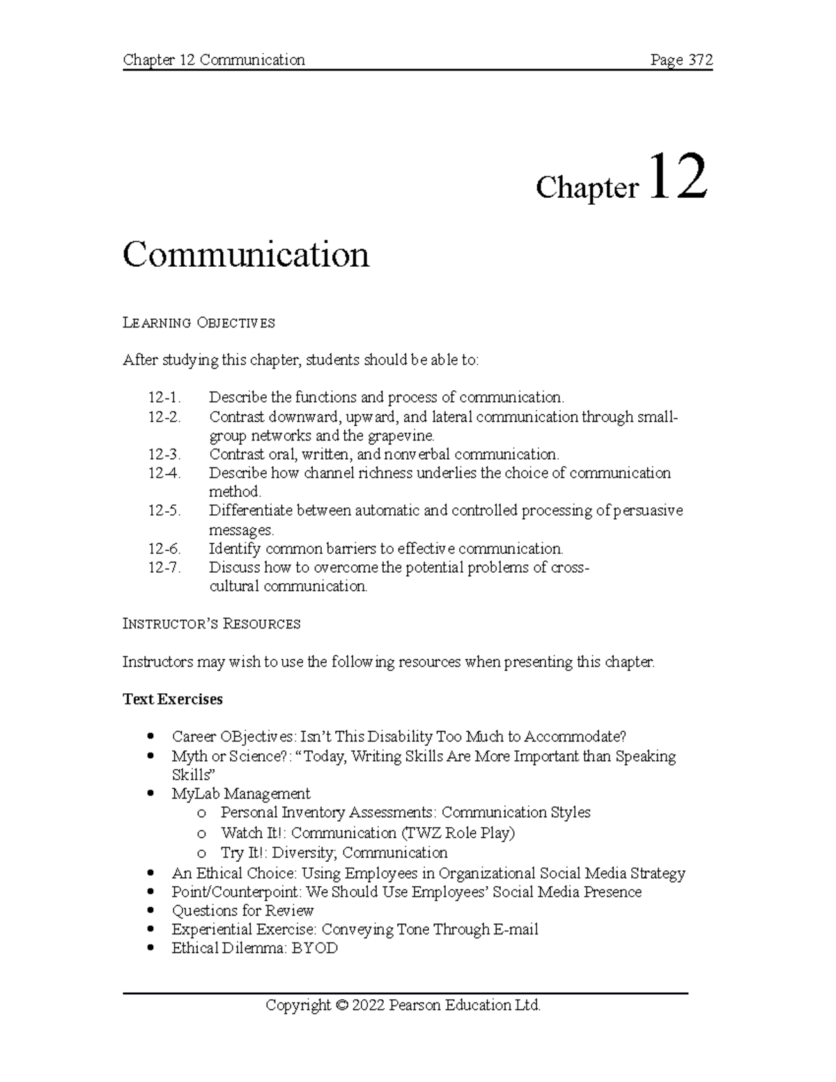 Robbinsjudge ob18 im 12 - Chapter 12 Communication LEARNING OBJECTIVES ...