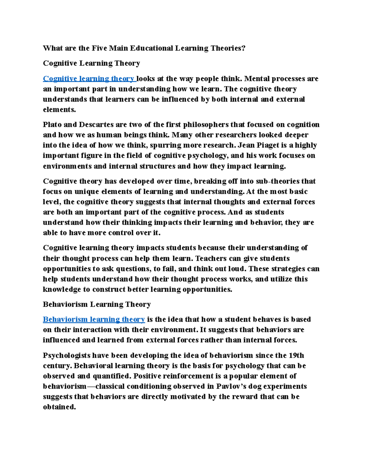 Educational Learning Theories/ Just follow the chart - What are the ...