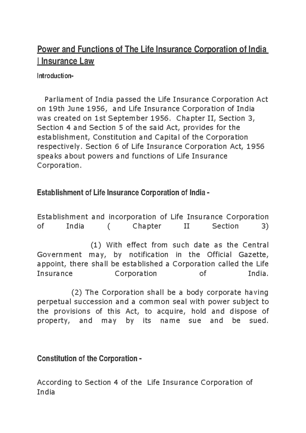 LIC composition power and function - Power and Functions of The Life ...