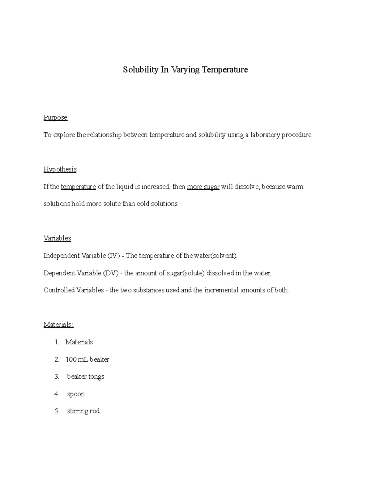 Solubility Lab Report - apple - Solubility In Varying Temperature ...