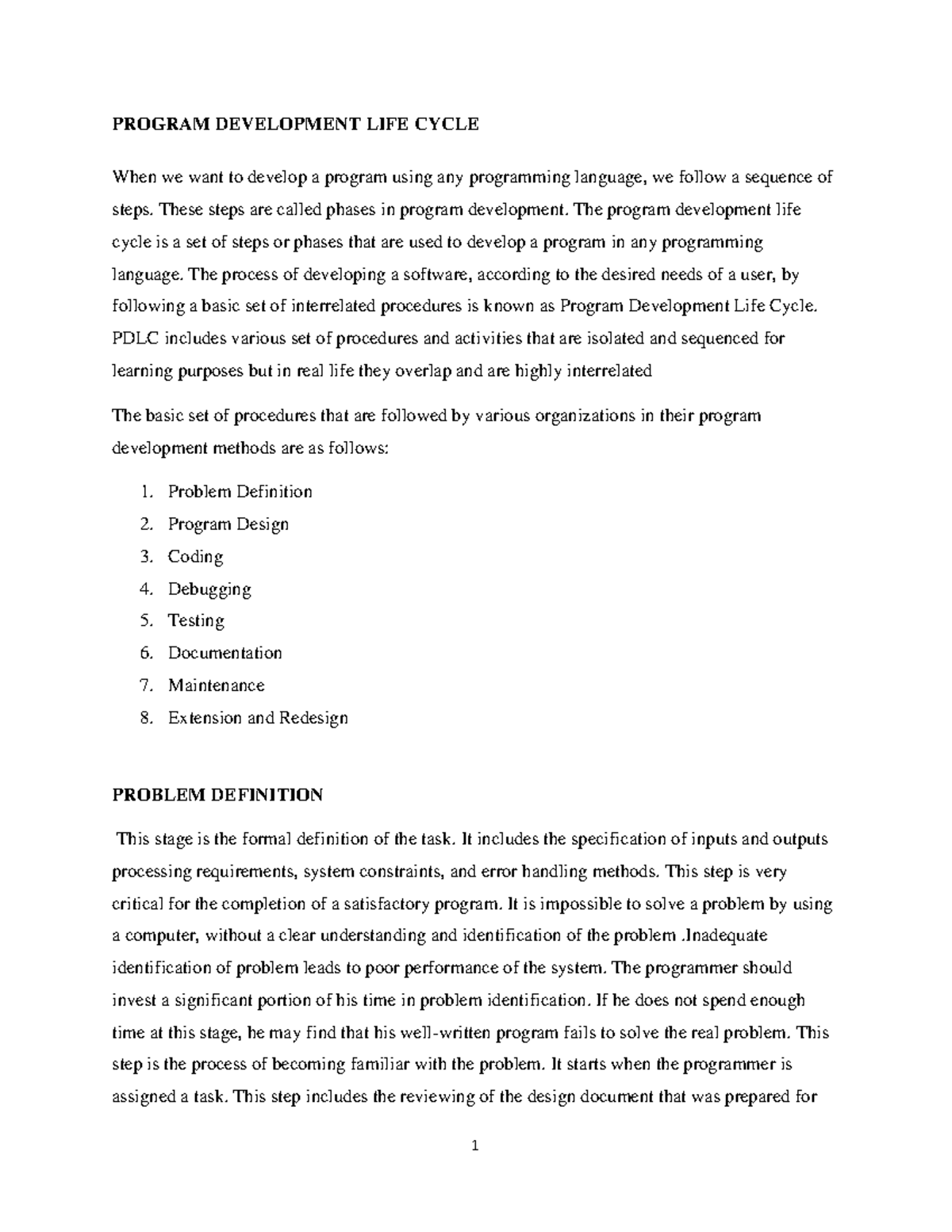 Lesson 3 Program Development LIFE Cycle - PROGRAM DEVELOPMENT LIFE ...