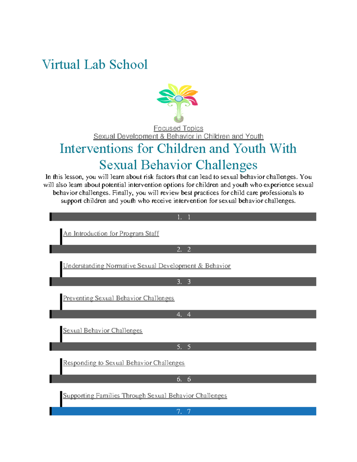 Sexual deviance among children - Virtual Lab School Focused Topics Sexual Development & Behavior ...