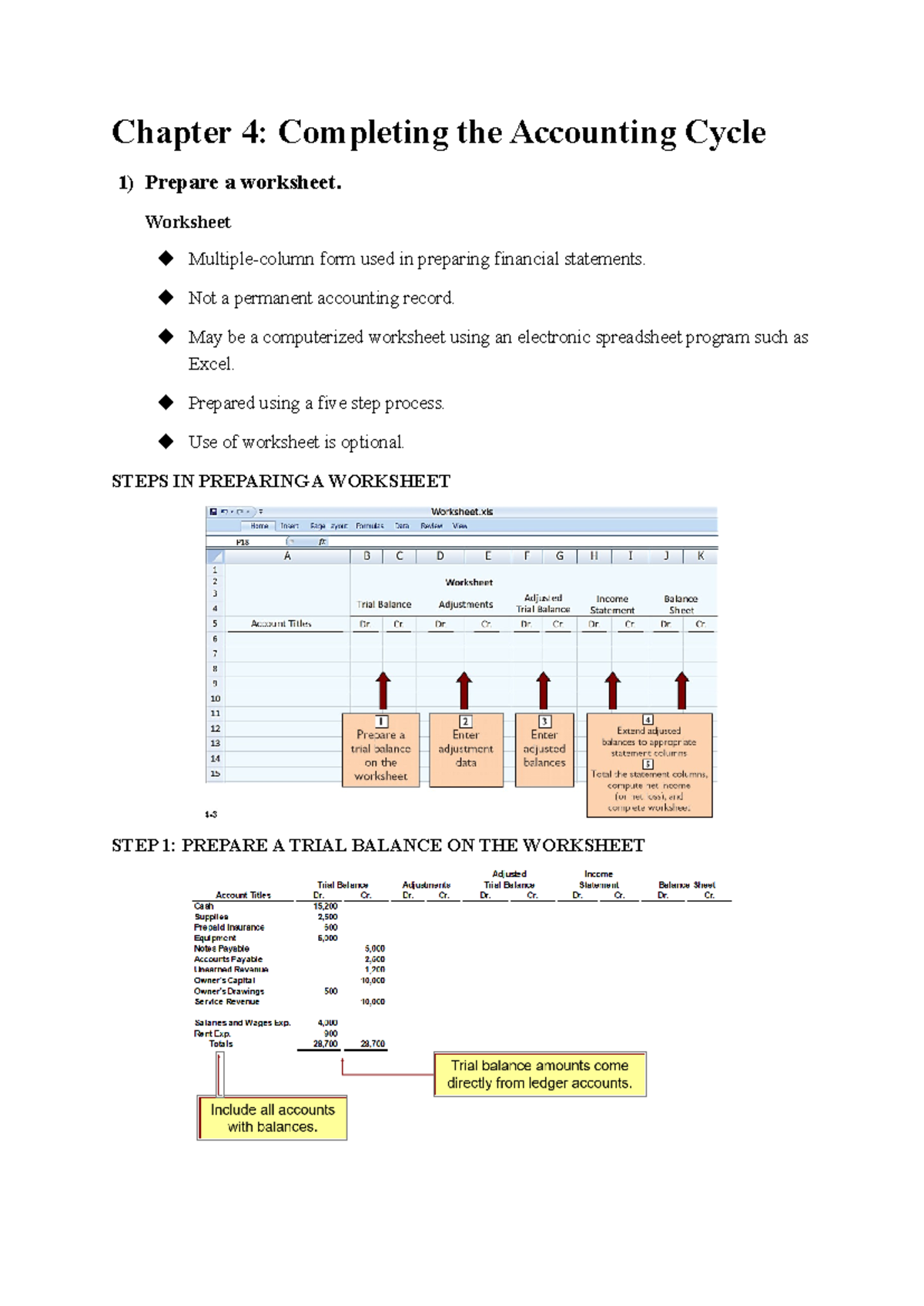 Ketoan - bai - Chapter 4: Completing the Accounting Cycle 1) Prepare a worksheet. Worksheet ...