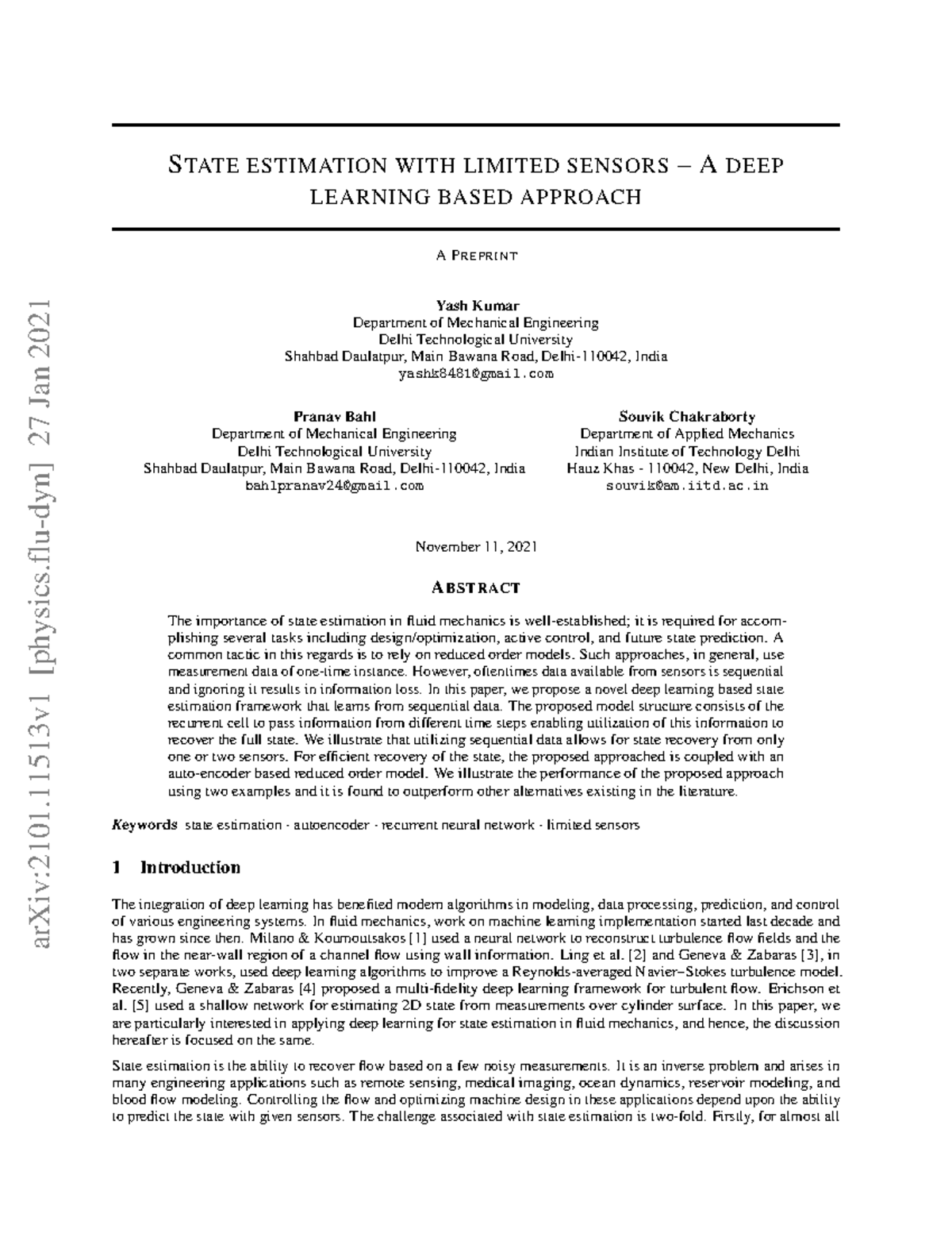 State Estimation With Limited Sensors State Estimation With Limited