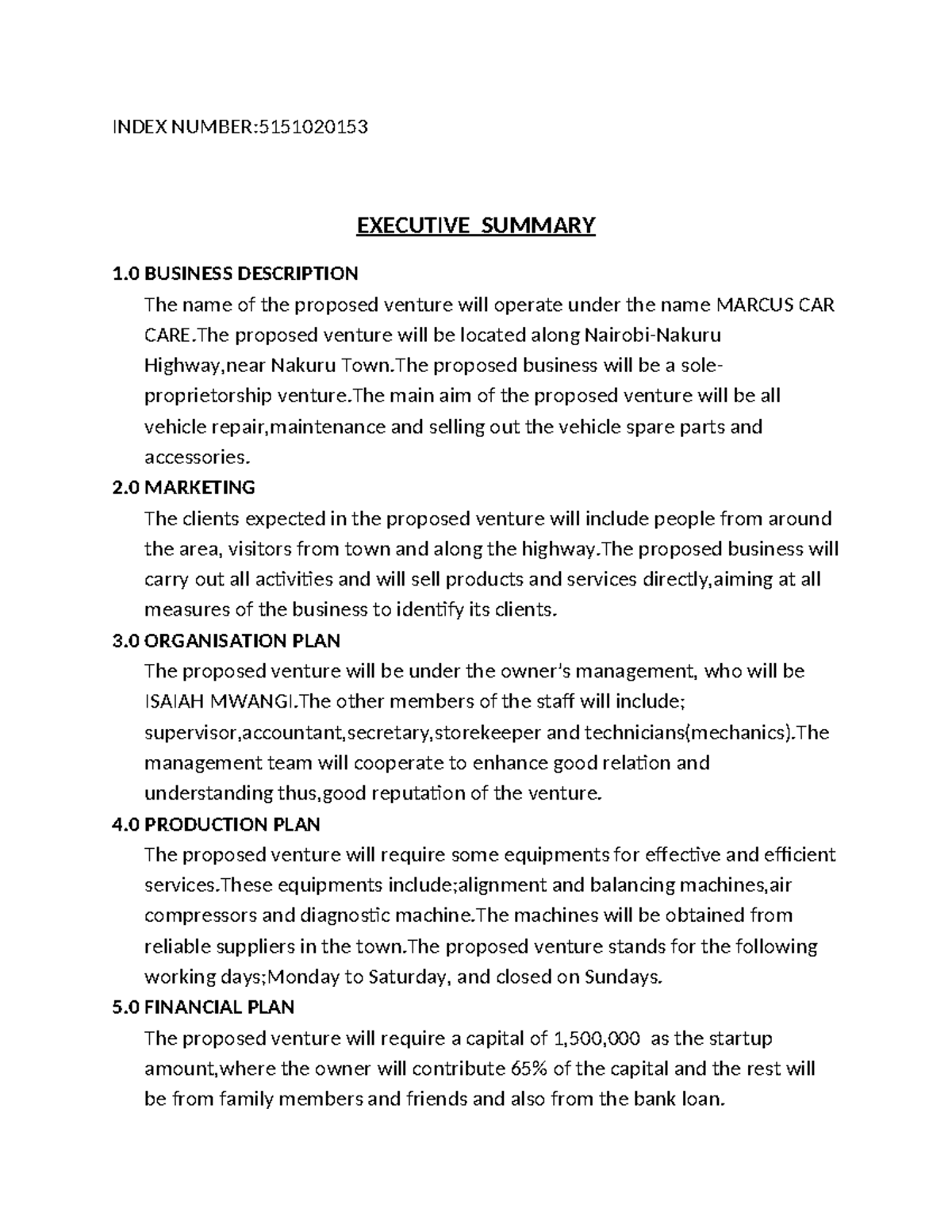 Executive Summary - INDEX NUMBER: EXECUTIVE SUMMARY 1 BUSINESS ...