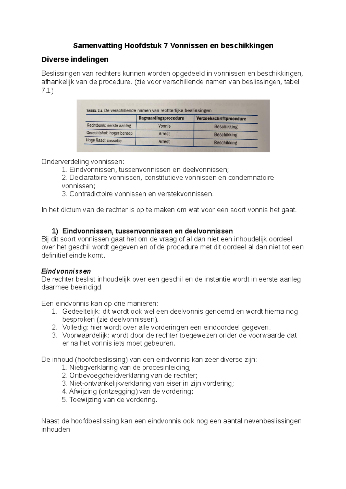 Hoofdstuk 7 Vonnissen en beschikkingen - Samenvatting Hoofdstuk 7 ...
