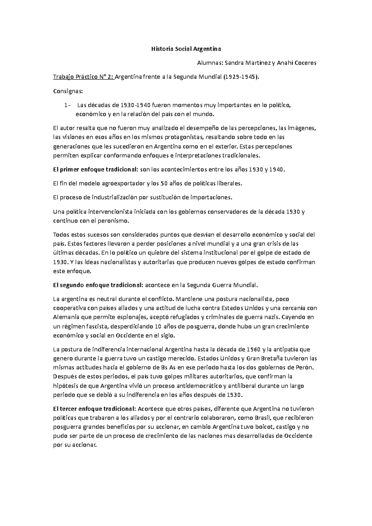 Trabajo Practico 2 - Historia Social Argentina Alumnas: Sandra Martínez ...