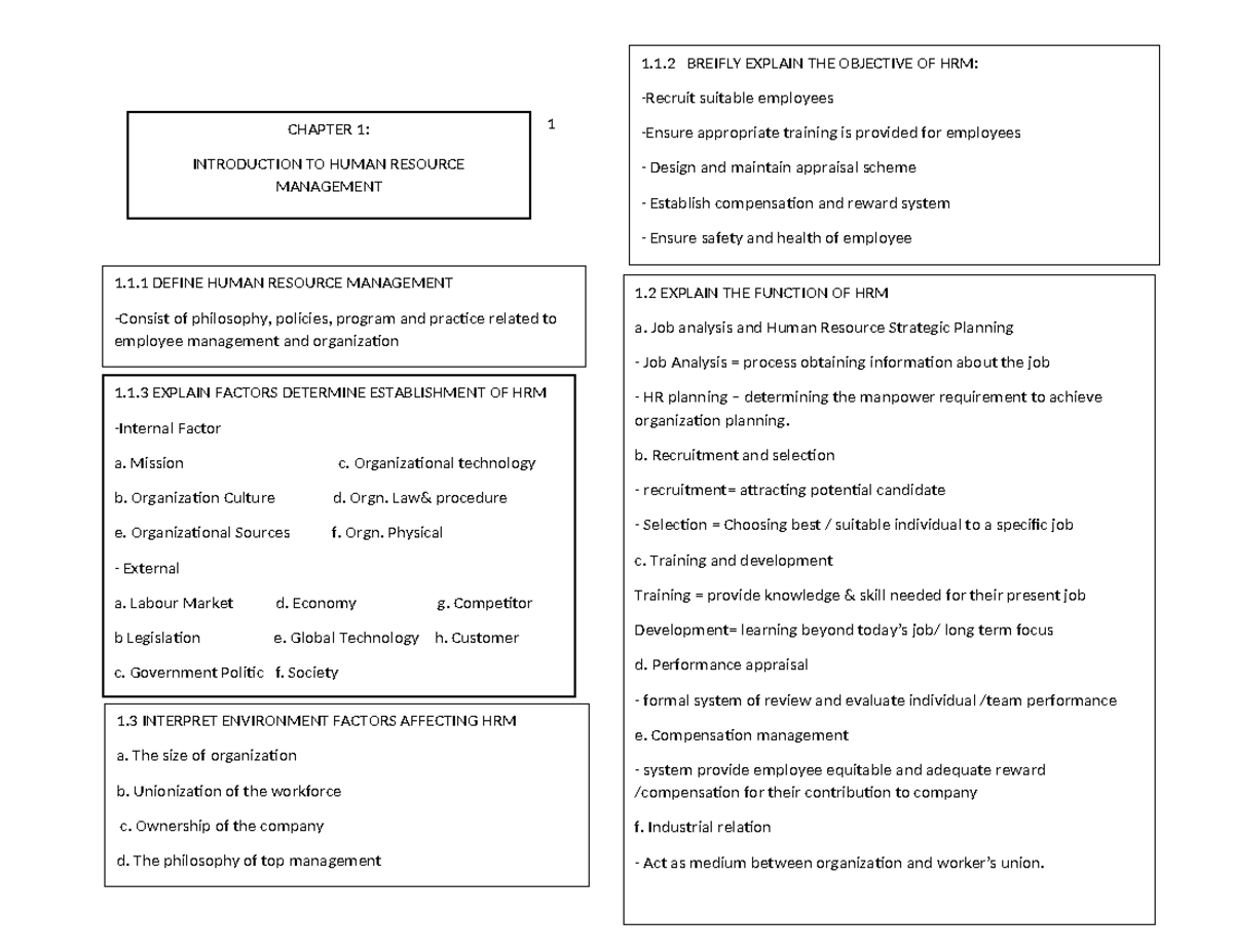 Mind map ans chp 1 - Mind map of roughly all the things in chapter 1 - 1 CHAPTER 1: INTRODUCTION ...