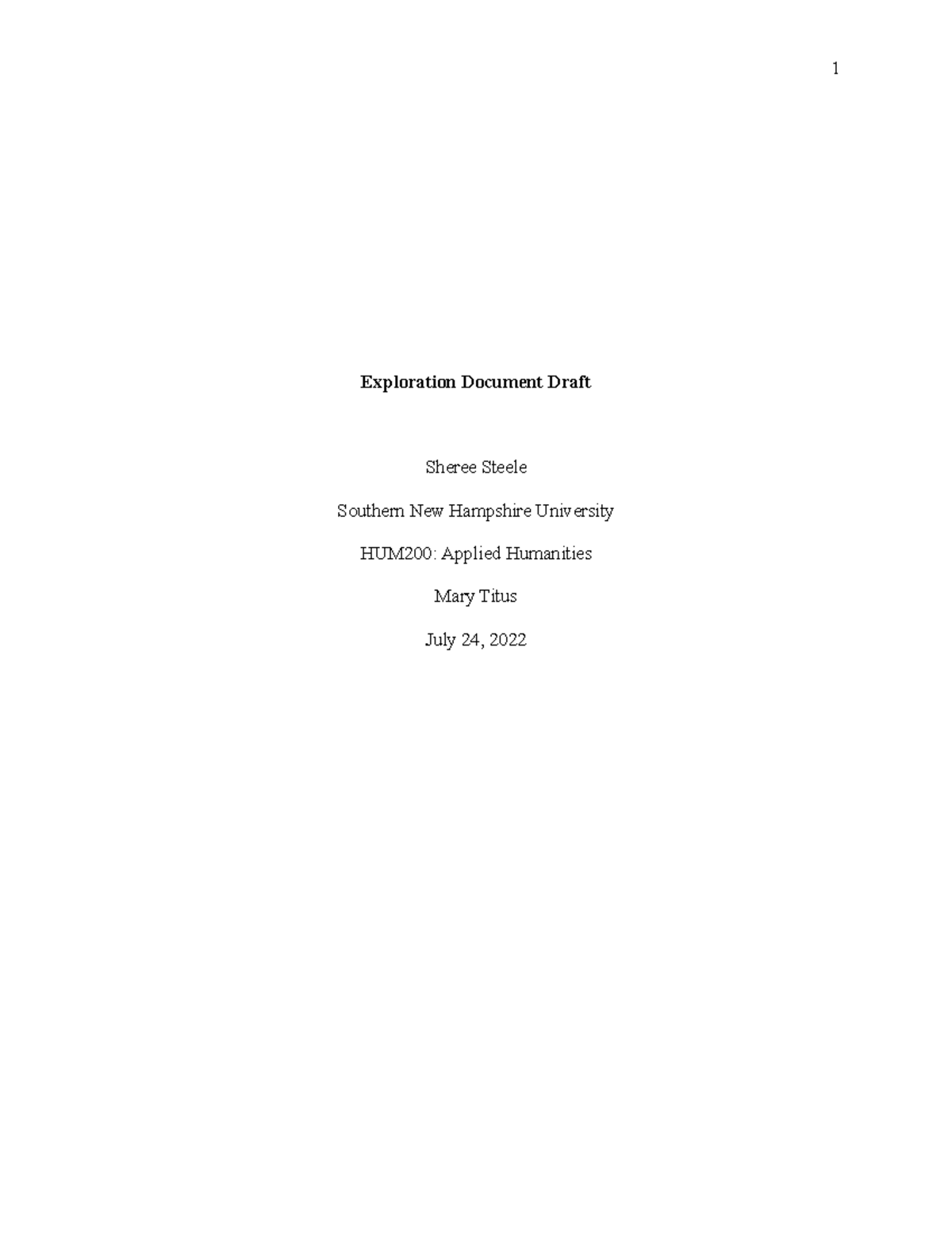 Exploration Document Draft - Exploration Document Draft Sheree Steele ...