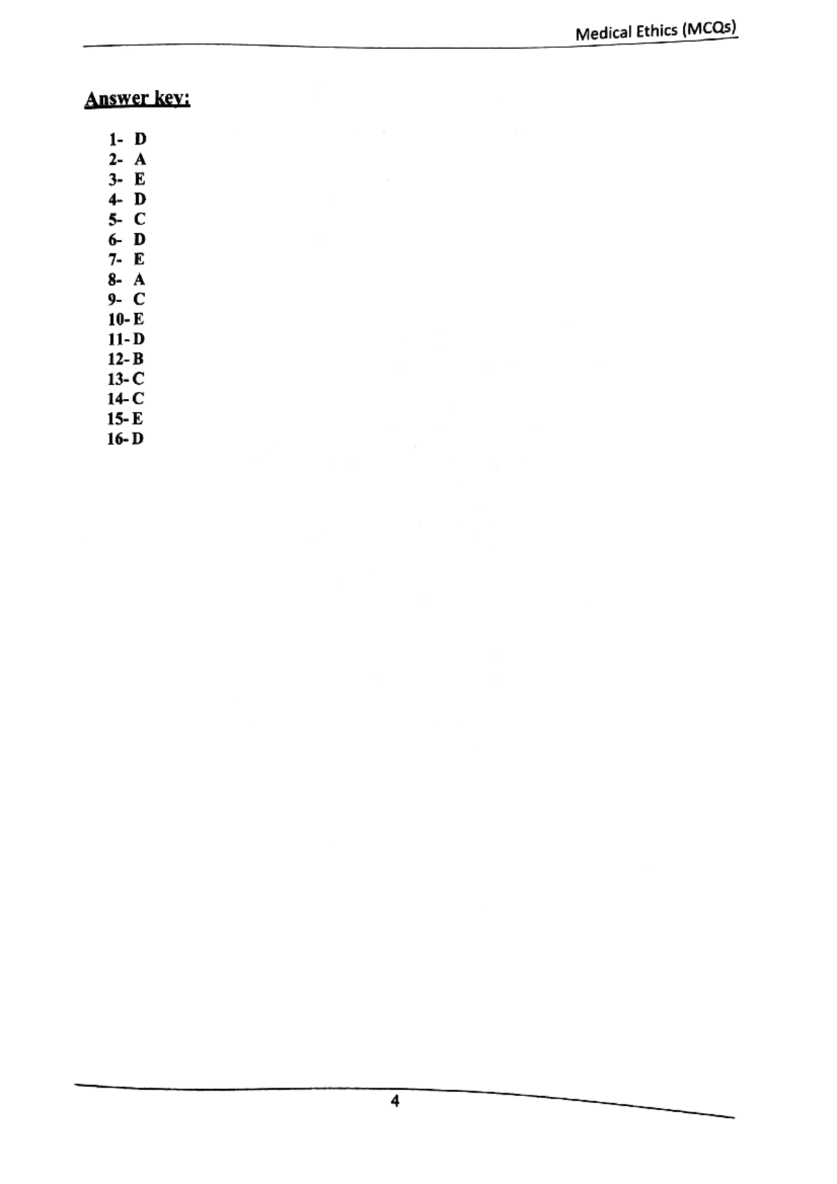 MCQs Book, Department of Internal Medicine ( Cardiology - answer key; 1 ...